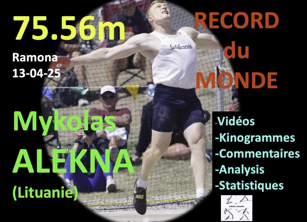 Dsq 71 Mykolas ALEKNA 75.56m RECORD du MONDE 13 avril 2025 Ramona - DL Poppe